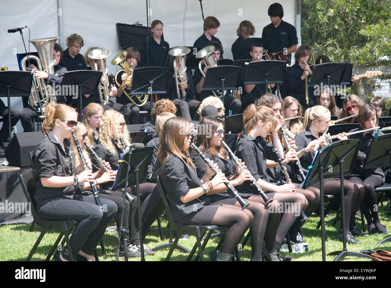 australian school children performing in the school music band,sydney ...
