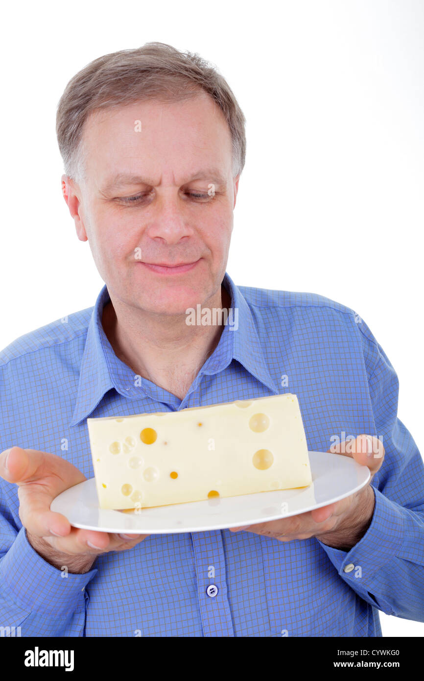 Man with cheese Stock Photo - Alamy