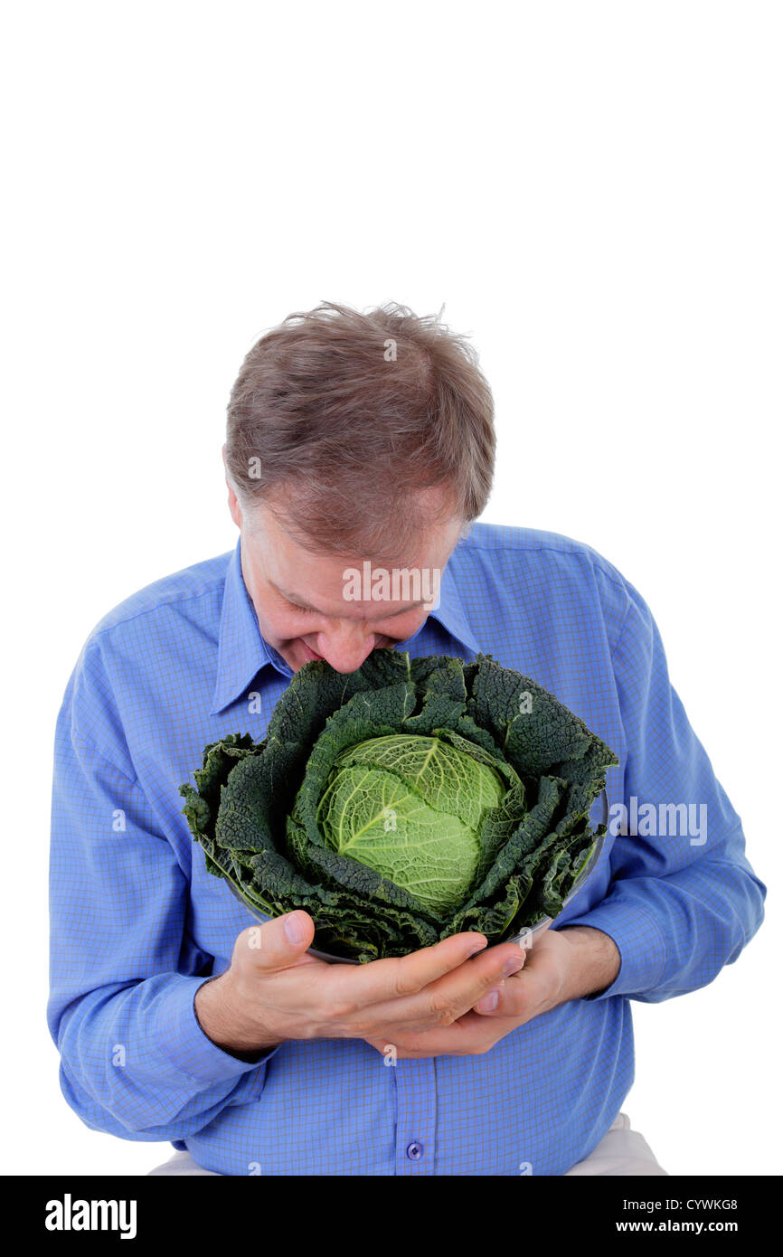 Man eating cabbage Stock Photo - Alamy
