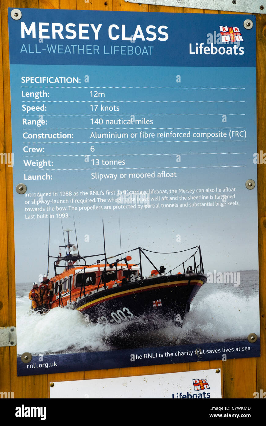A 'Mersey Class' Lifeboat information poster Stock Photo - Alamy