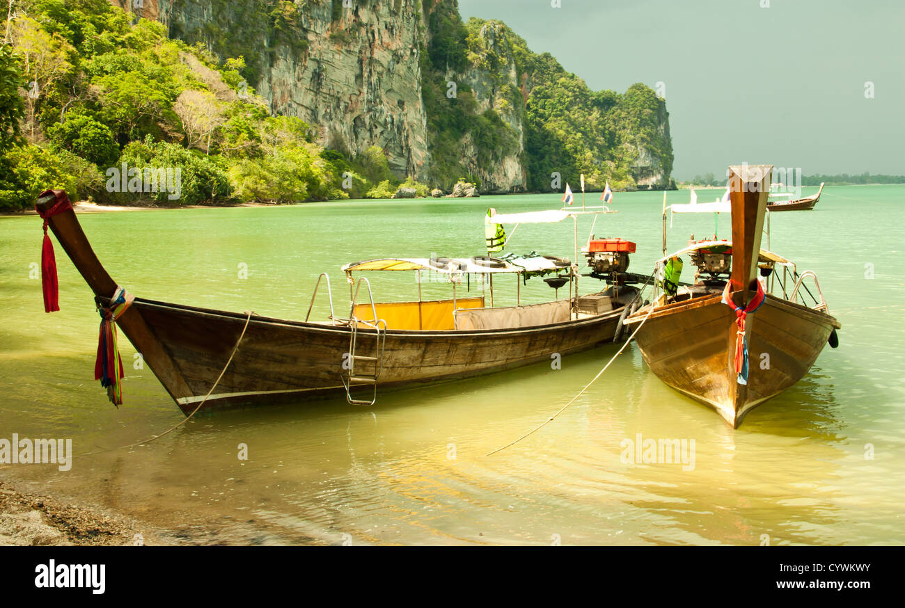 Local fishing boats. Moored in the harbor where the water is not deep ...