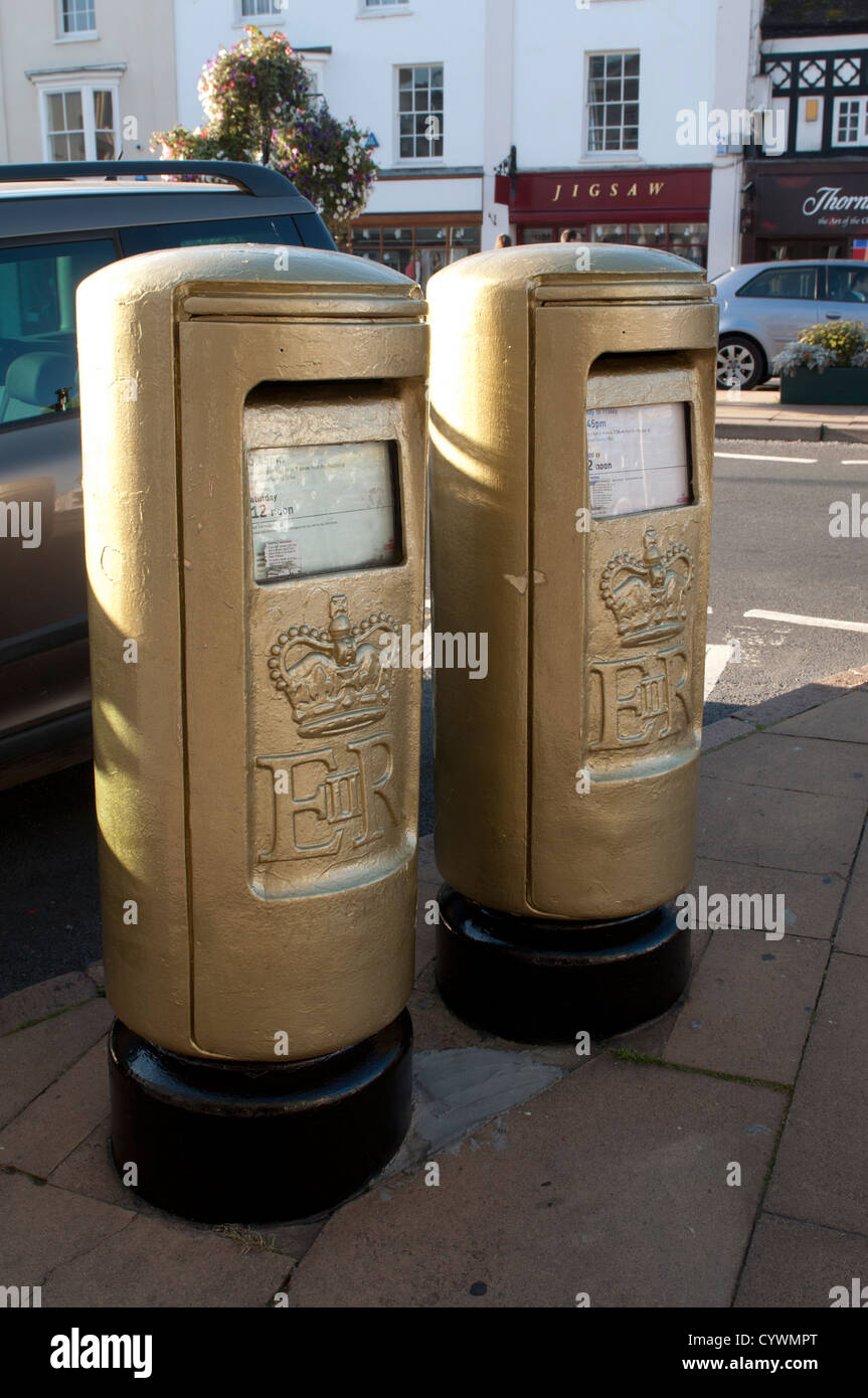 Gold post boxes, Stratford-upon-Avon, Warwickshire, UK Stock Photo - Alamy