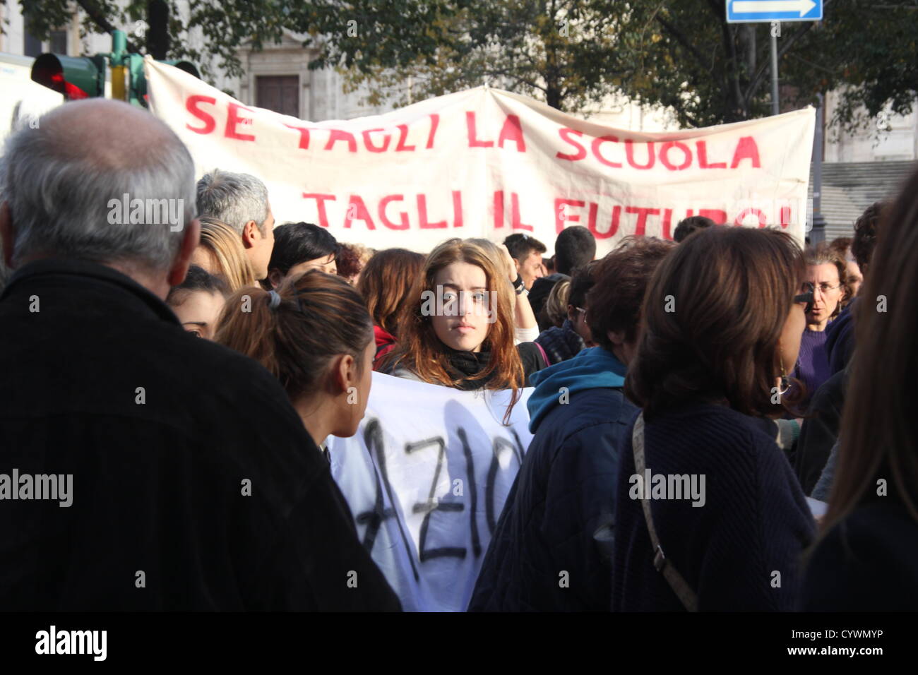 10 October 2012 Students and teachers protesting against the school ...