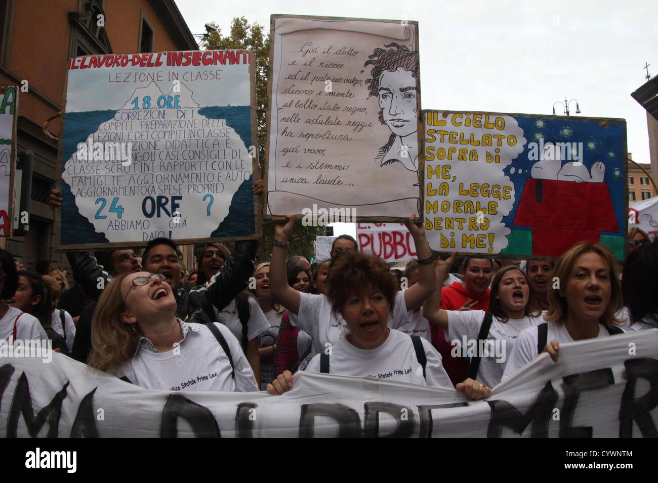 10 October 2012 Students and teachers protesting against the school ...