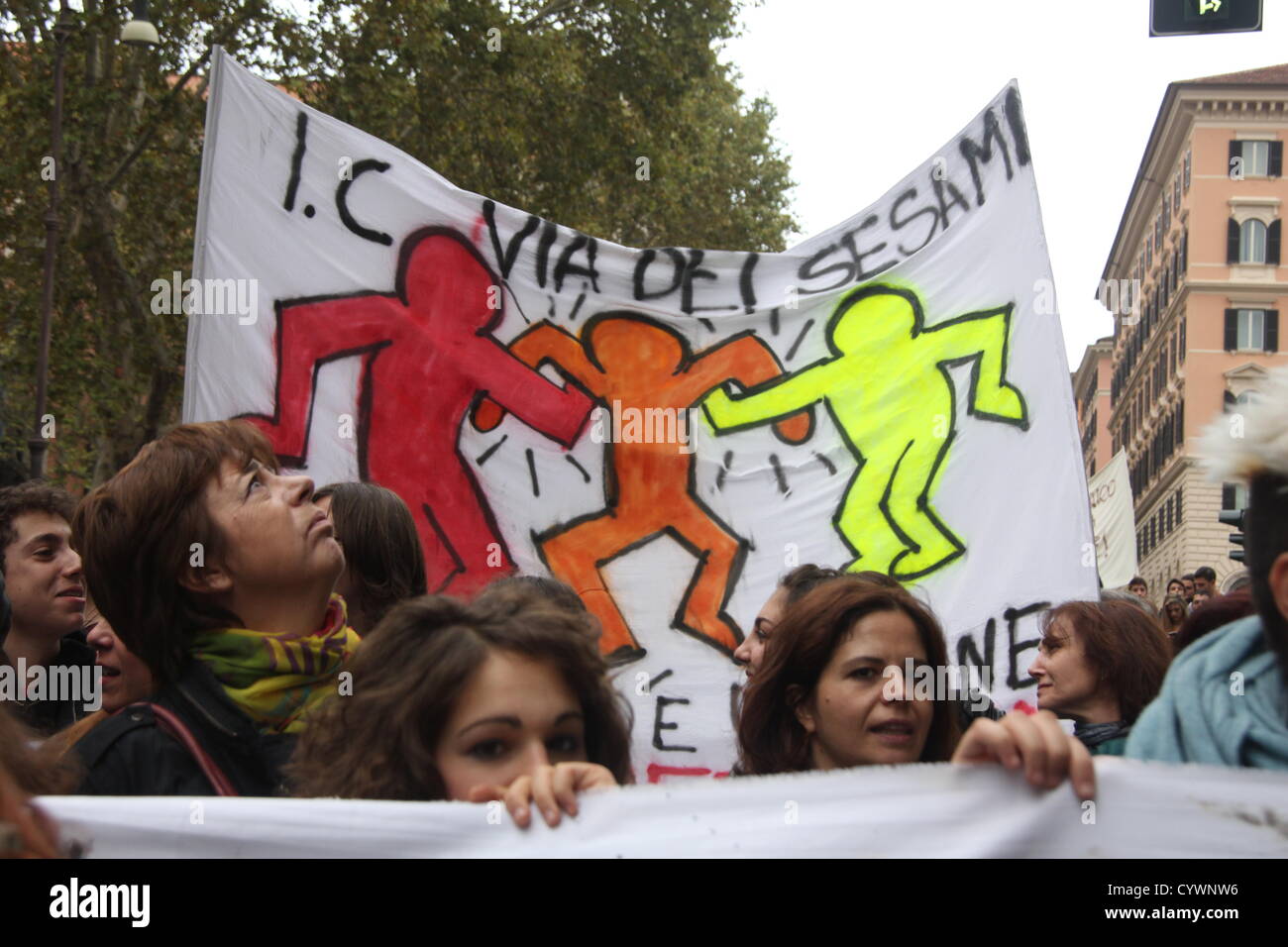 10 October 2012 Students and teachers protesting against the school ...
