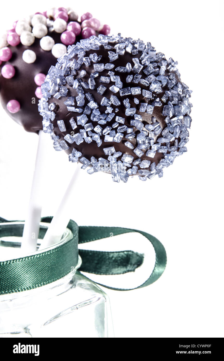 cake pop with coloured sprinkles in a glass Stock Photo - Alamy