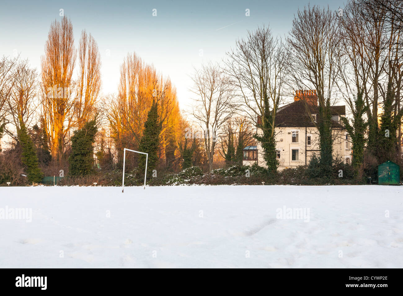 Football pitch with snow hi-res stock photography and images - Alamy