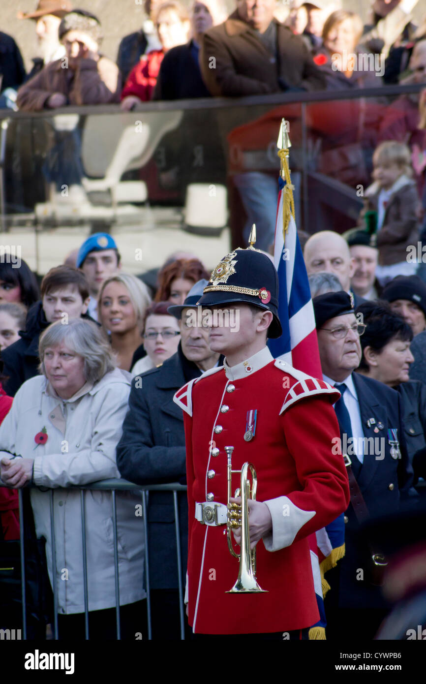 Military Bugler at the Remembrance Sunday service in Leeds, UK Stock ...