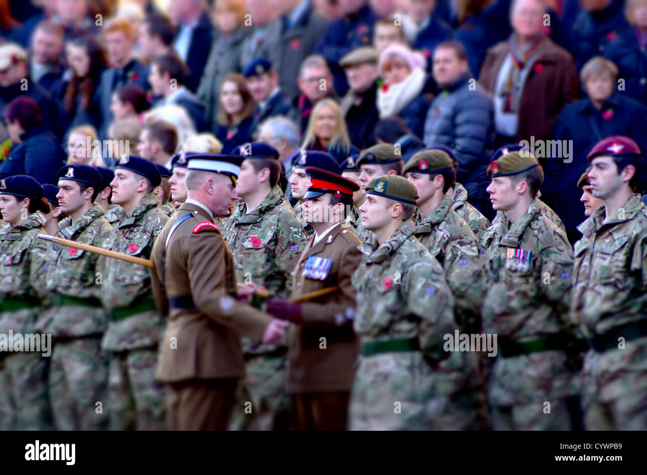British military personal on parade at the Remembrance Sunday service ...
