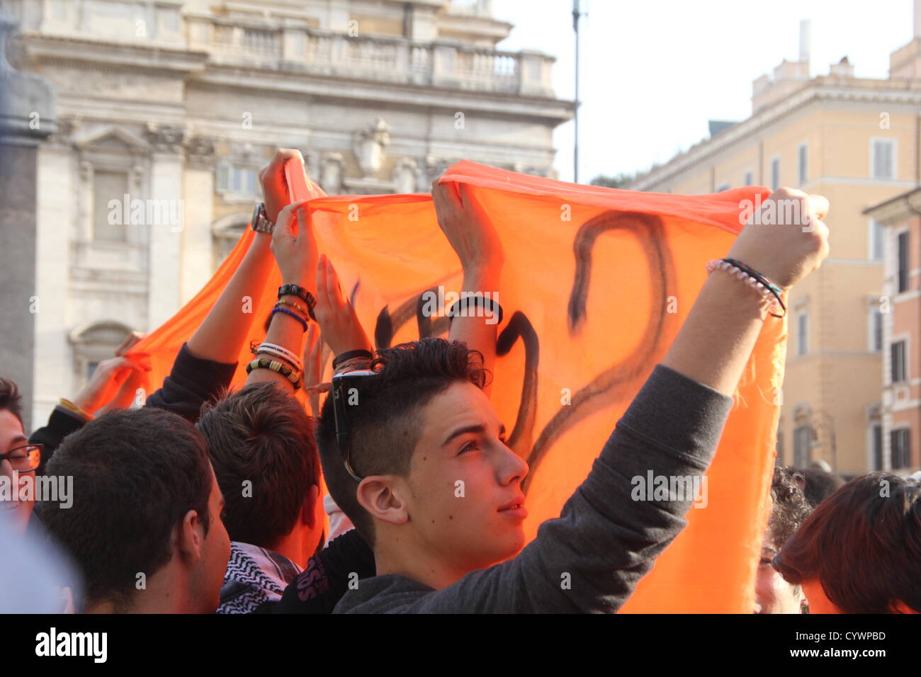 10 October 2012 Students and teachers protesting against the school ...