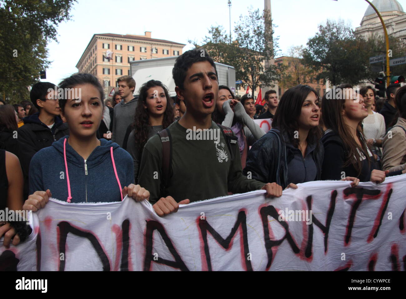 10 October 2012 Students and teachers protesting against the school ...