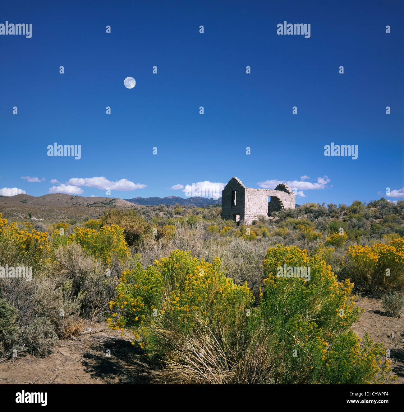 Abandoned roofless stone building in desert hi-res stock photography ...