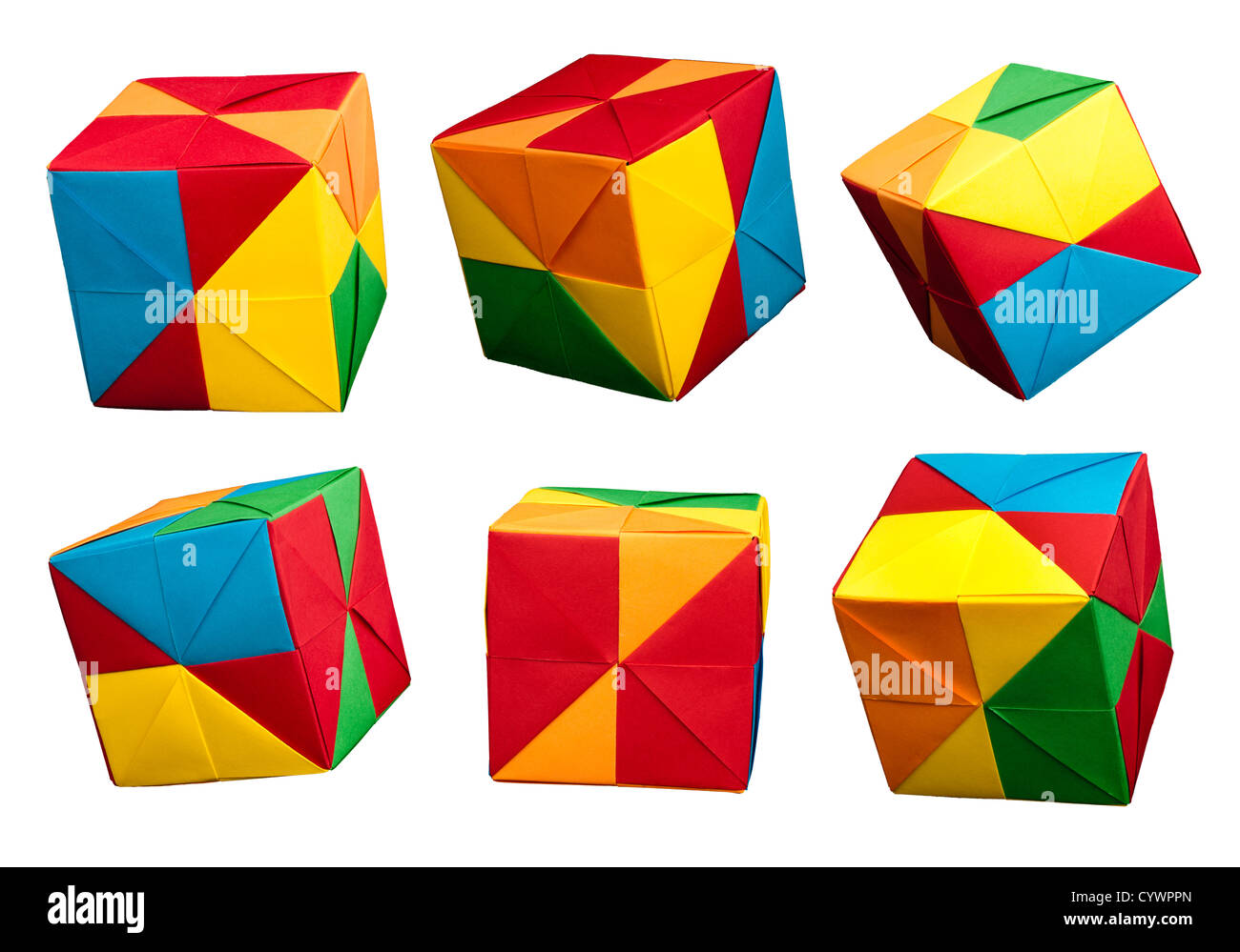 Paper made multi colored patterned cubes folded origami style Stock ...