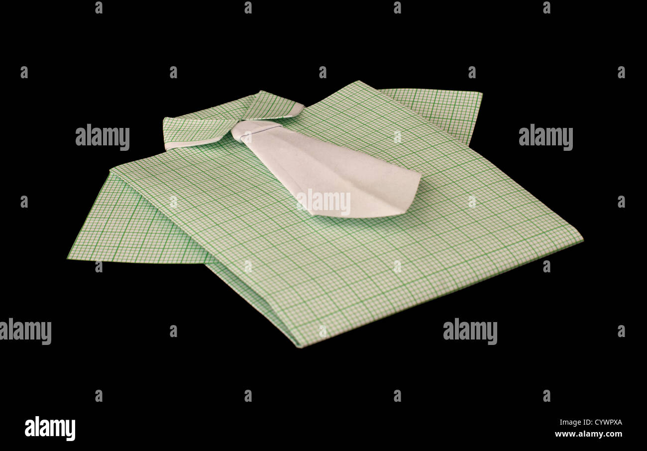 Isolated paper made green plaid shirt.Folded origami style Stock Photo ...
