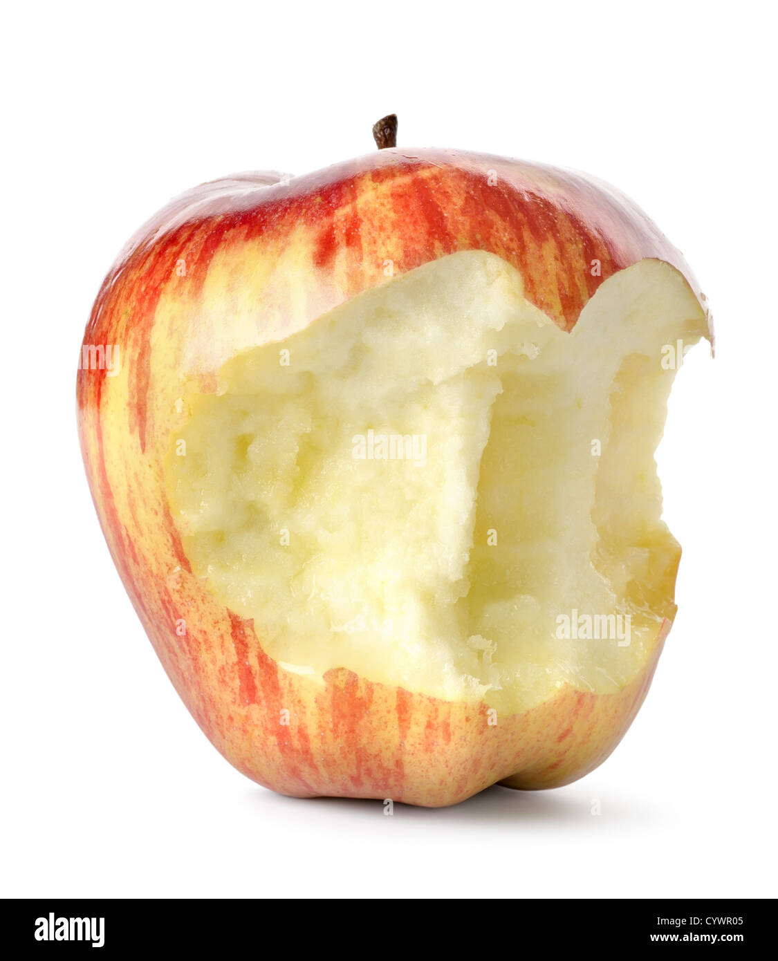 Eaten red apple isolated on a white background Stock Photo - Alamy