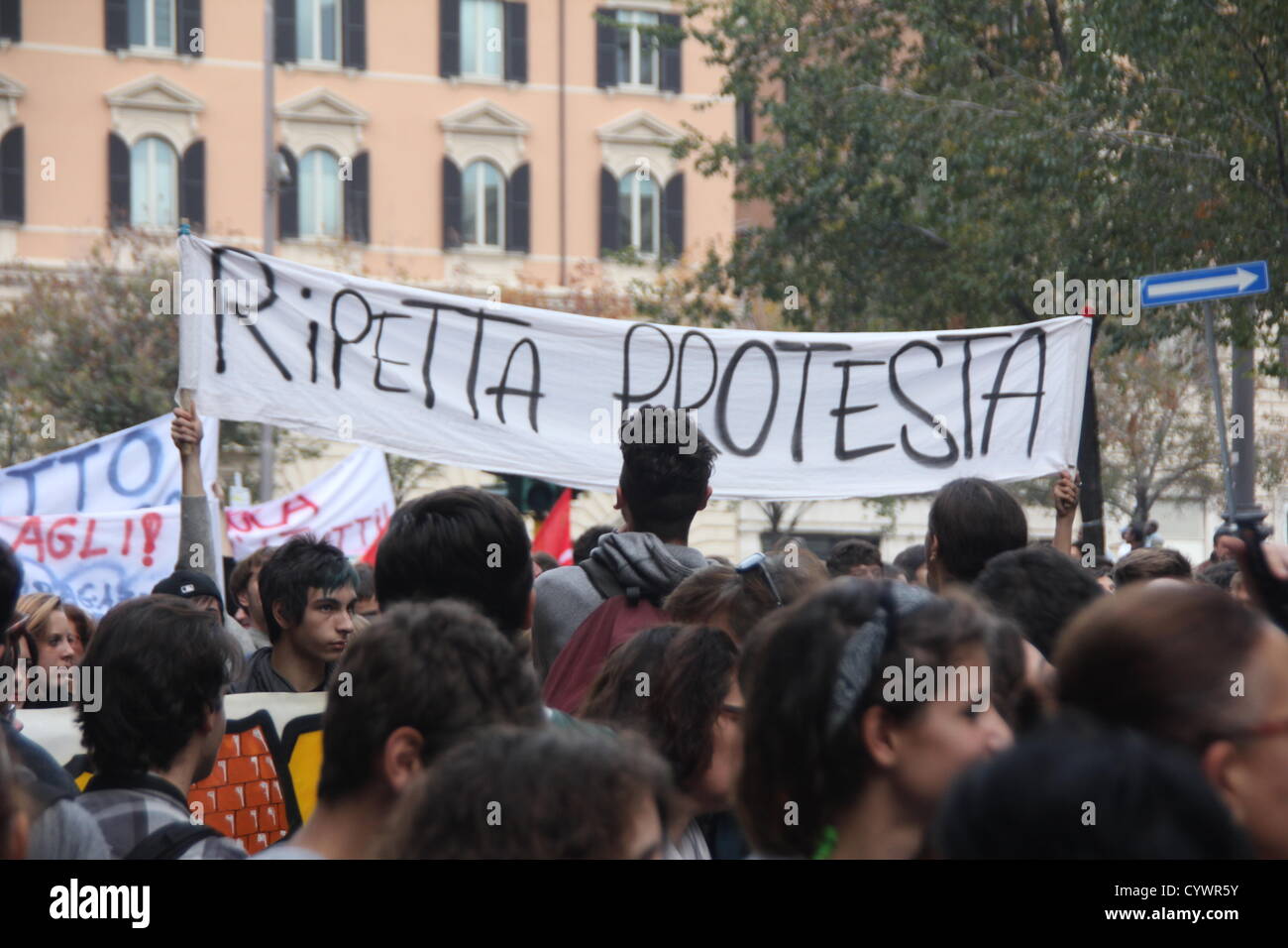 10 October 2012 Students and teachers protesting against the school ...