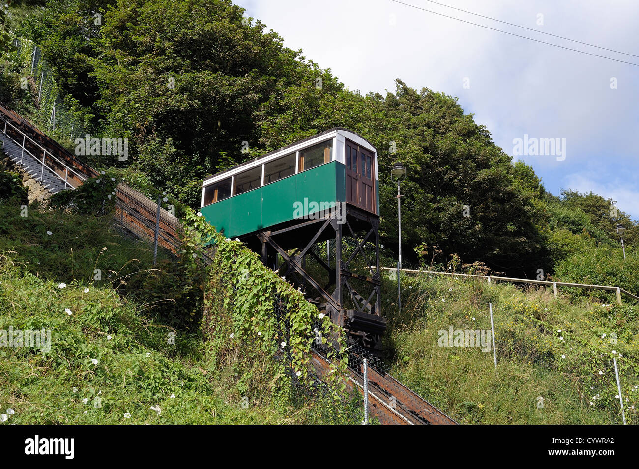 The Scarborough South Cliff tram funicular north Yorkshire england uk ...