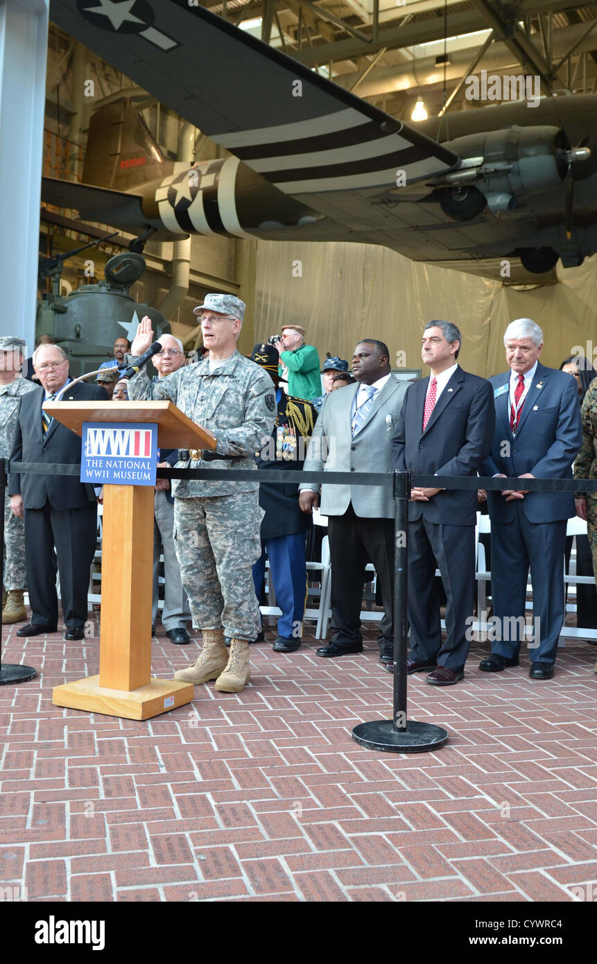 Maj. Gen. Peter Lennon of the 377th Theater Sustainment Command leads ...