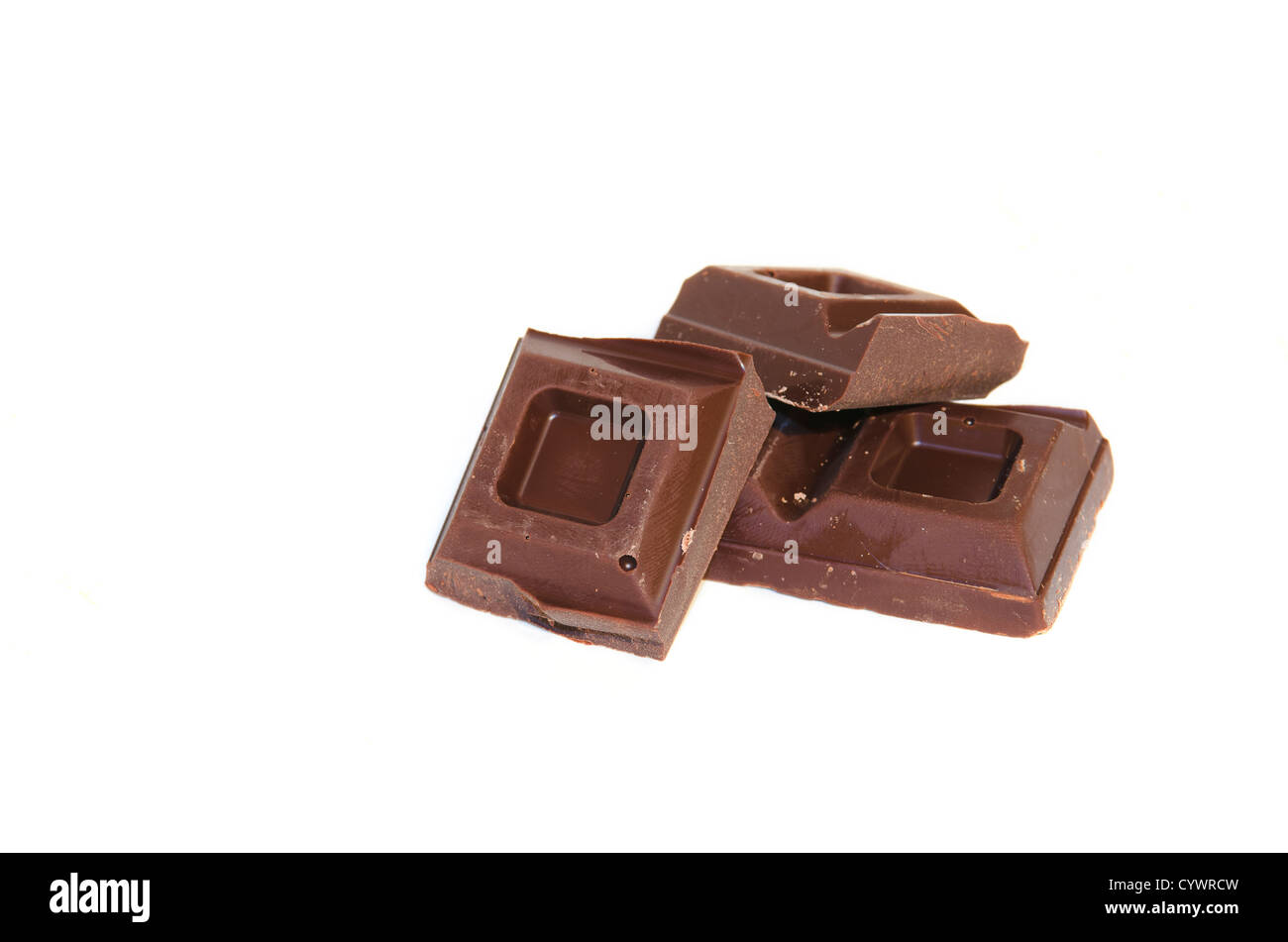 Chocolate blocks isolated on white background Stock Photo - Alamy