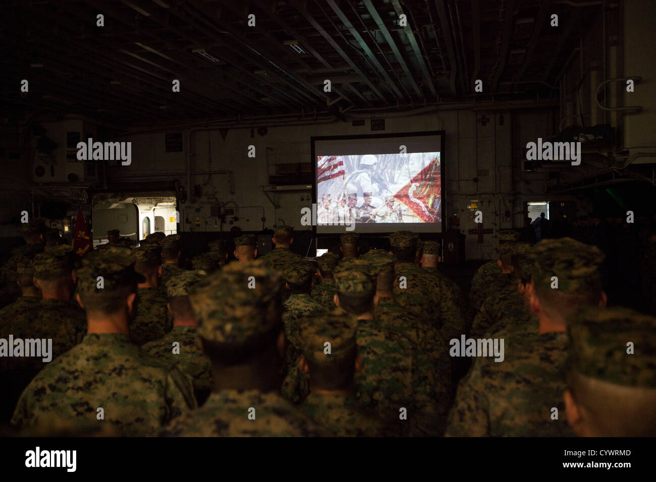 Marines and sailors aboard the USS Wasp celebrate the U.S. Marine Corps ...