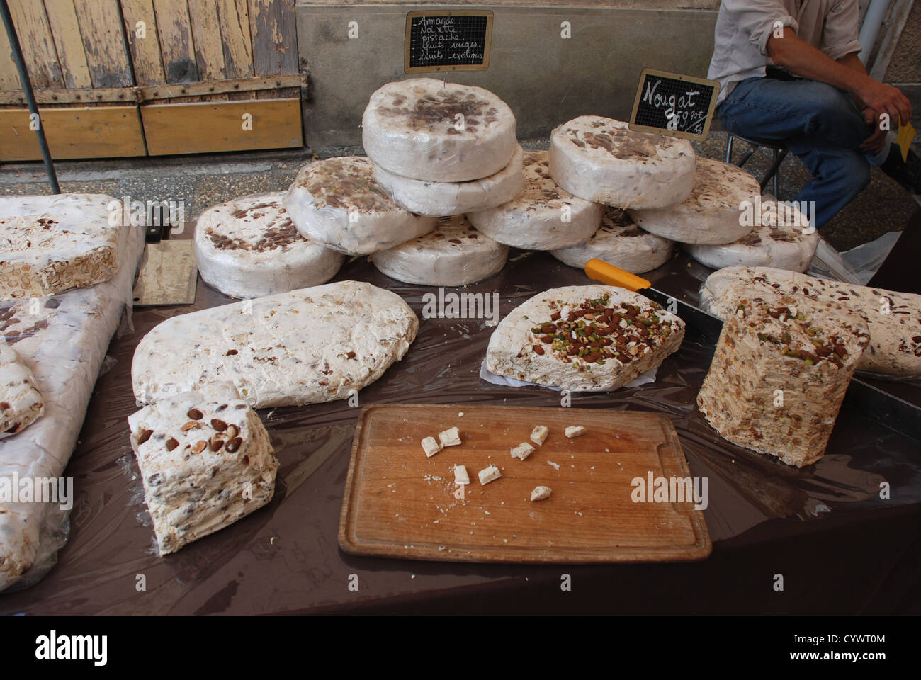 Nougat on sale at French market stall Stock Photo - Alamy