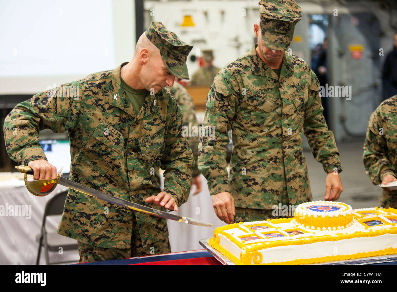 Col. Matthew St. Clair and Sgt. Maj. Todd Parisi of the 26th Marine ...