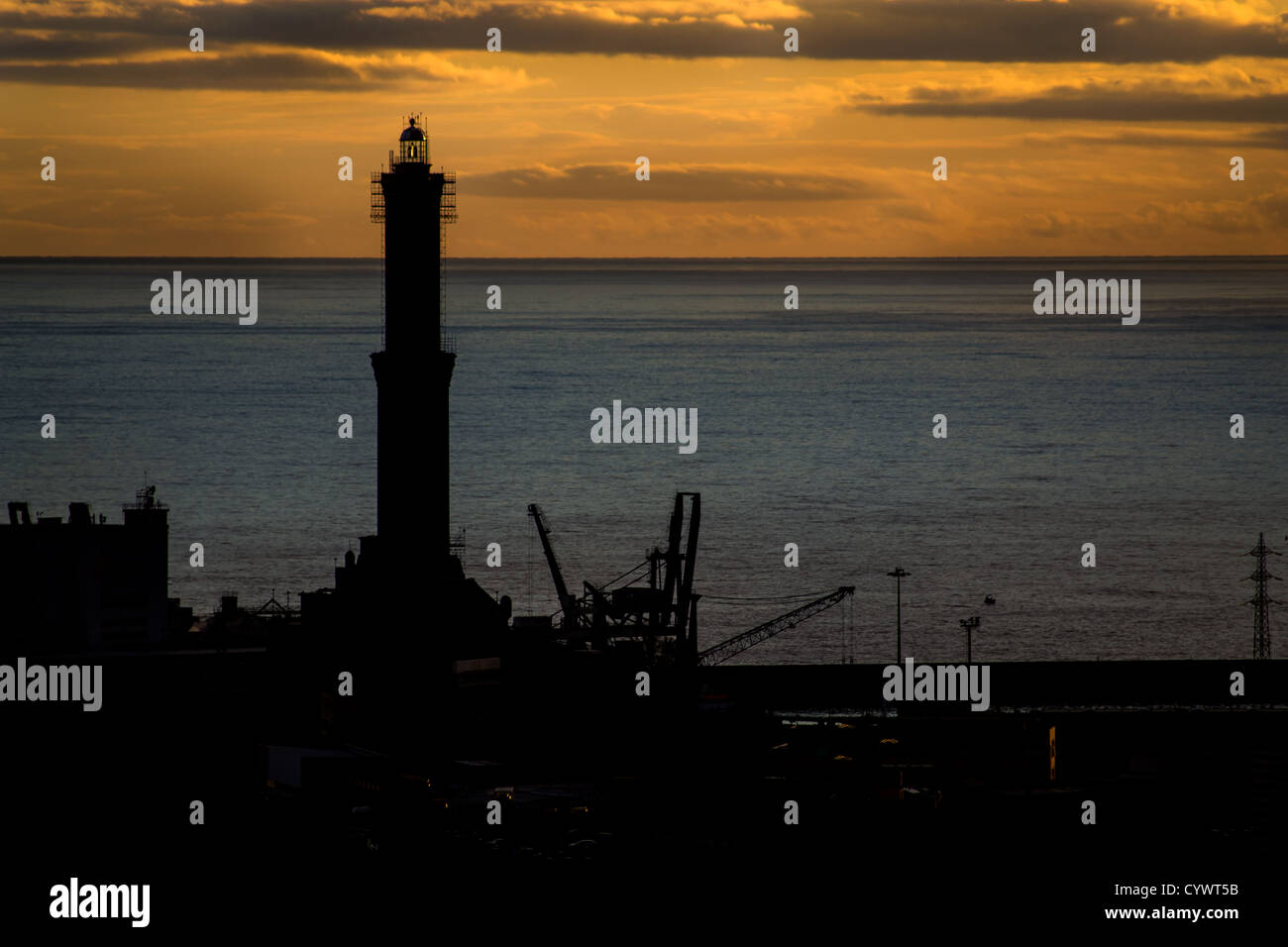 genoa with the lanterna at sunset Stock Photo - Alamy
