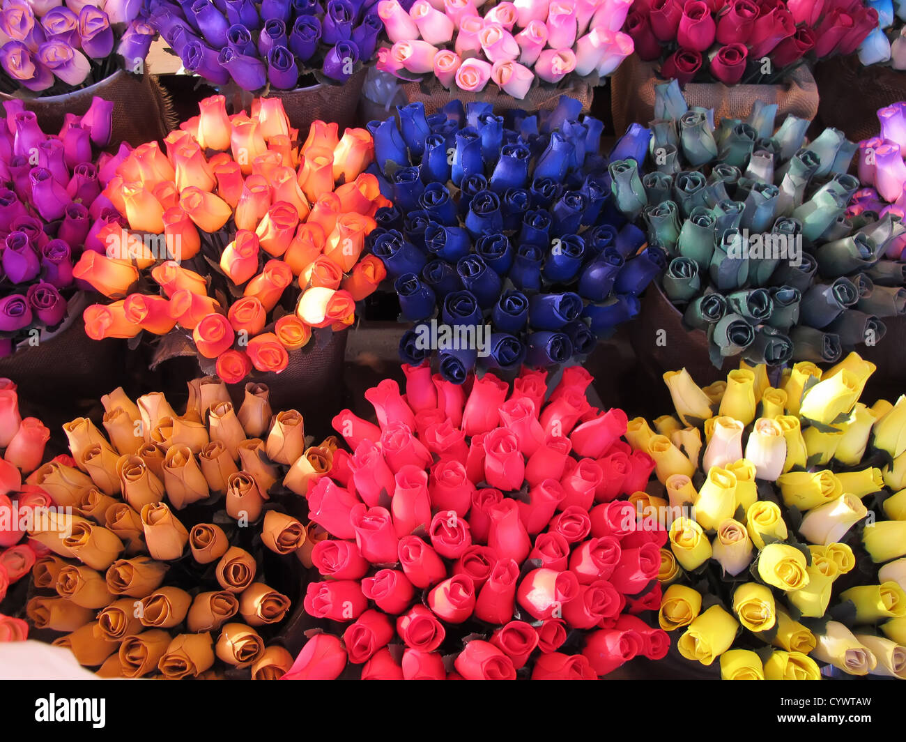 handmade wooden roses colorful Stock Photo - Alamy