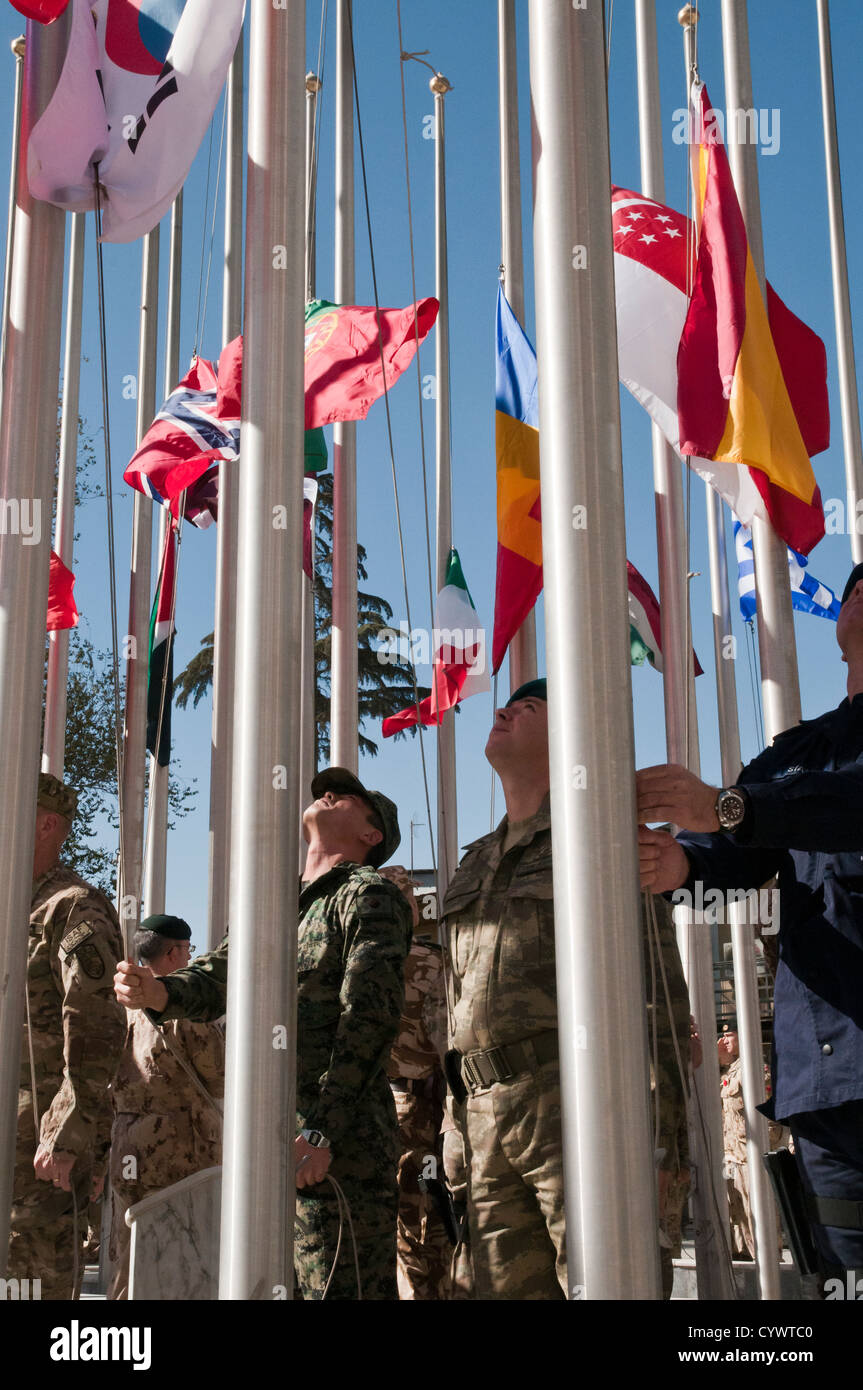 U.S. service members and coalition forces at Camp Eggers, Afghanistan ...
