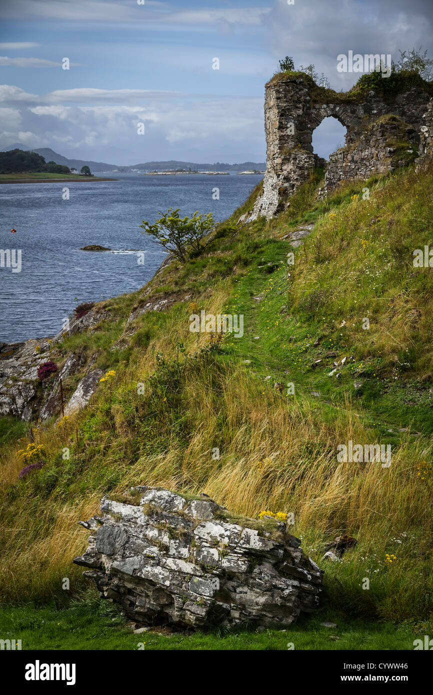 Ruin of Strome Castle looking out over Loch Carron, Wester Ross ...