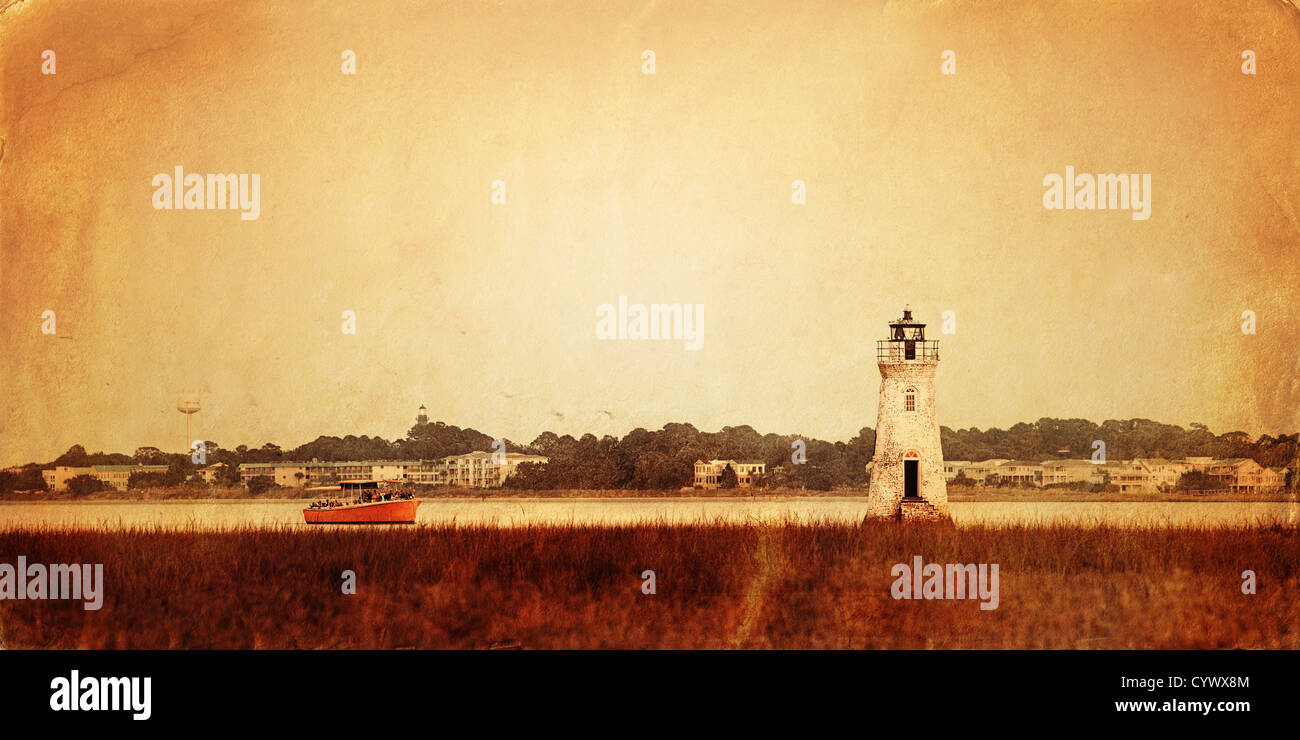 Old style photo of lighthouse Stock Photo - Alamy