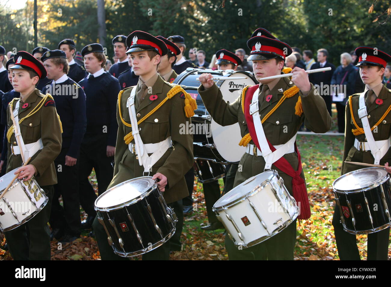 young cadet band marching on remembrance day in loughborough 2012 Stock ...