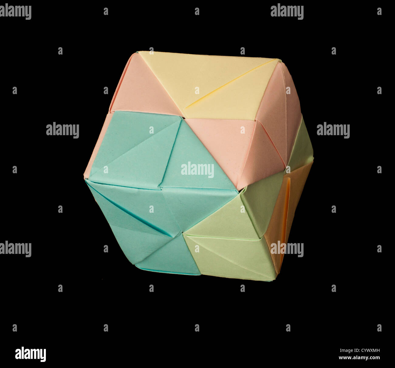 Paper made multi colored patterned cubes folded origami style Stock ...