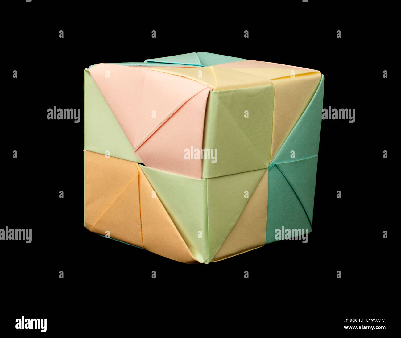 Paper made multi colored patterned cubes folded origami style Stock ...