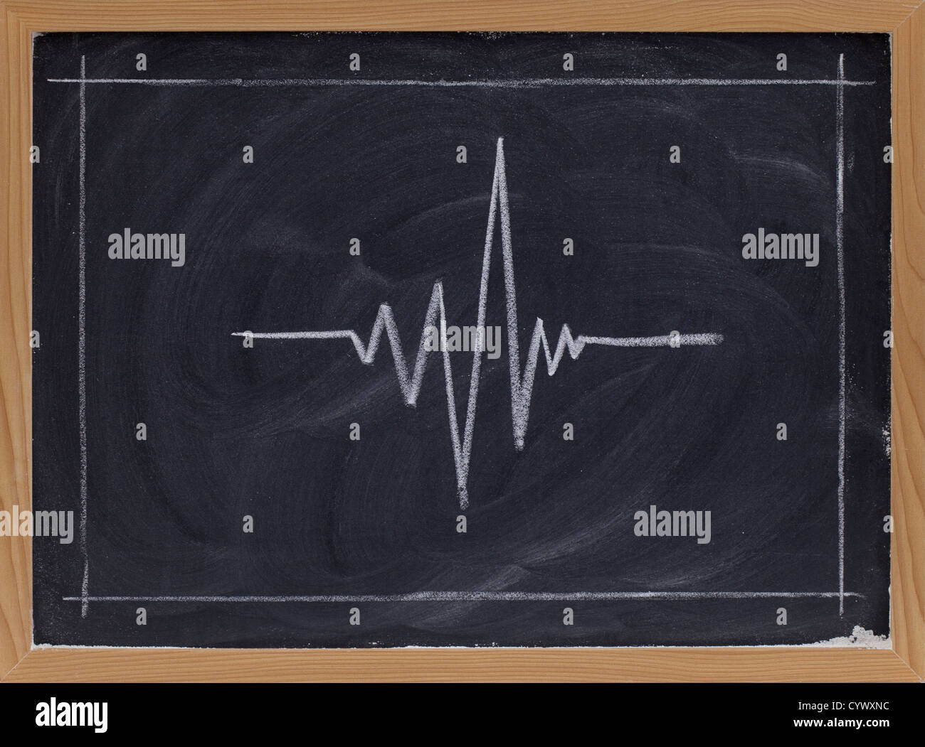 signal graph sketched with white chalk on blackboard with eraser ...