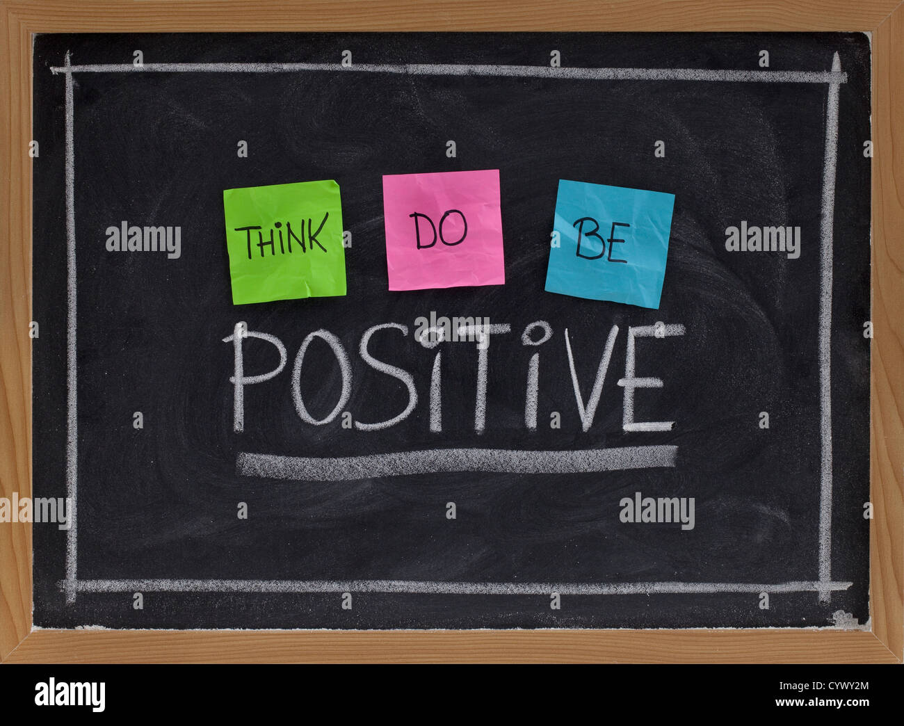 think, do, be positive - positivity concept, color sticky notes, white ...