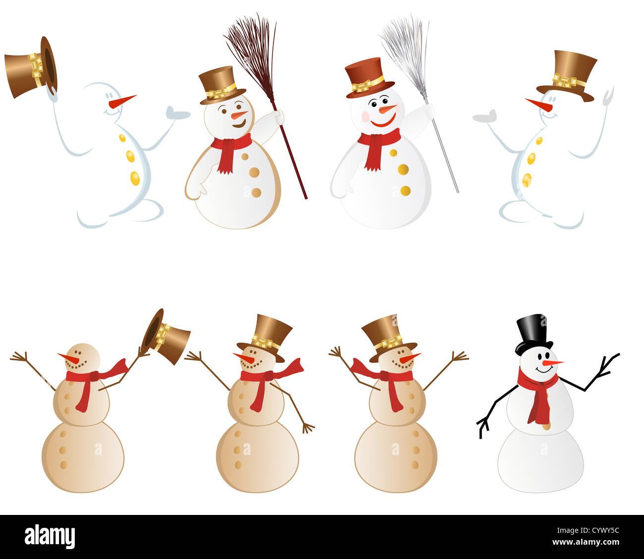 Set of different snowman. Fully editable vector illustration Stock ...
