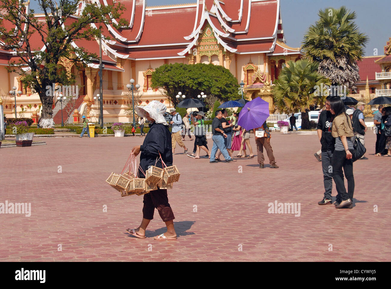 birds vendor in square, Vientiane ,Laos Stock Photo - Alamy
