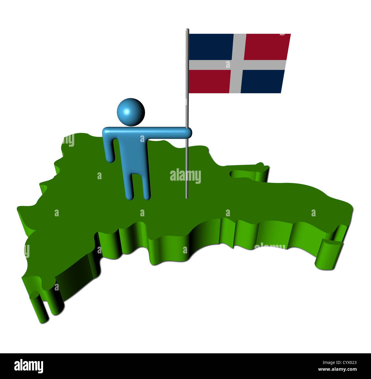 Abstract person with flag on Dominican map illustration Stock Photo - Alamy