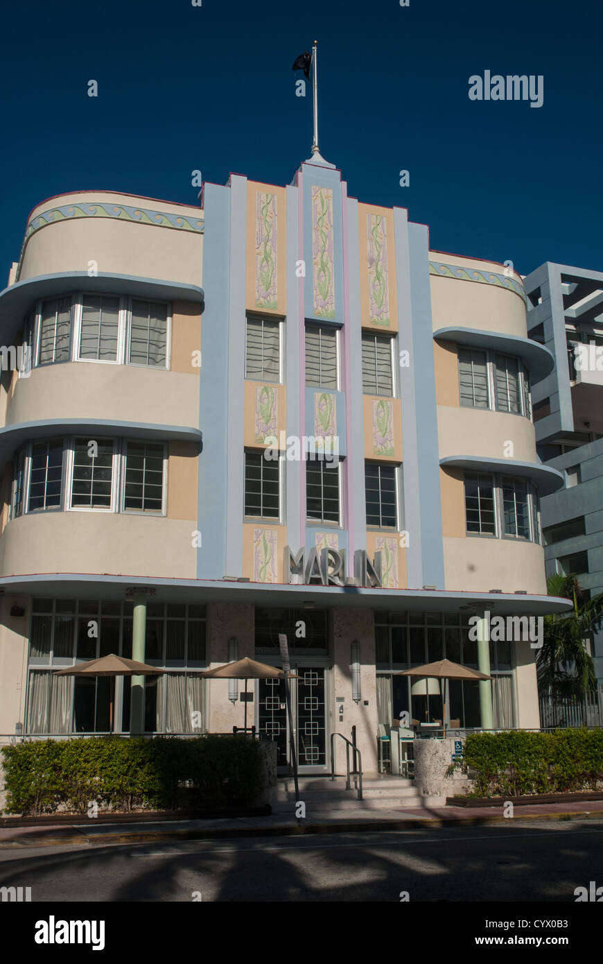 The Marlin - Art Deco hotel on Miami Beach Stock Photo - Alamy
