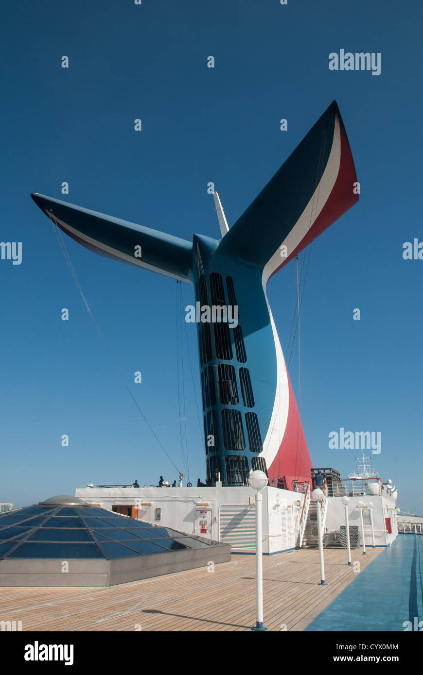 The distinctive 'whale tail' funnel on a Carnival cruise ship Stock ...
