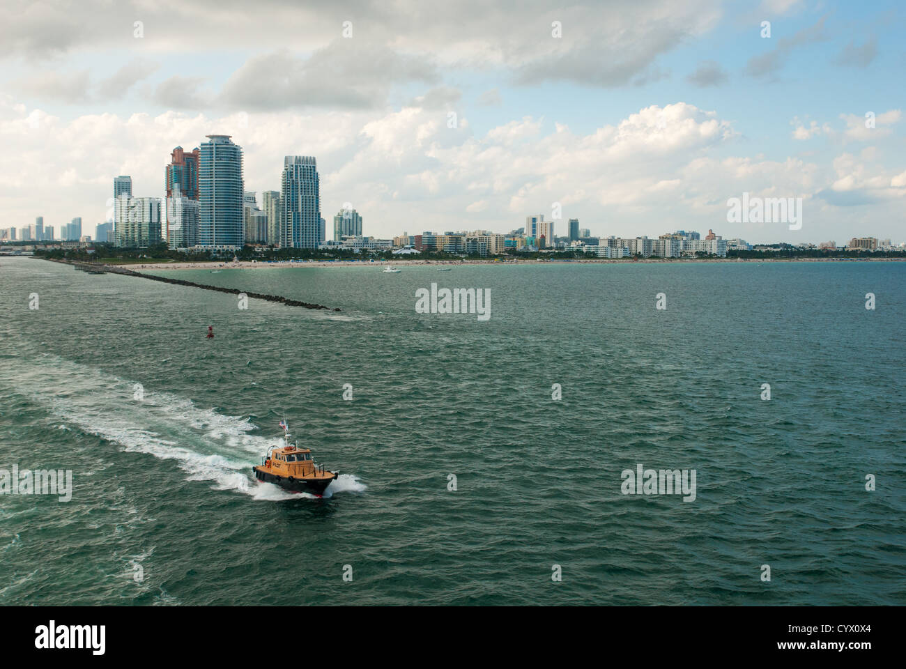 View from a cruise ship departing the port of Miami, Florida Stock ...