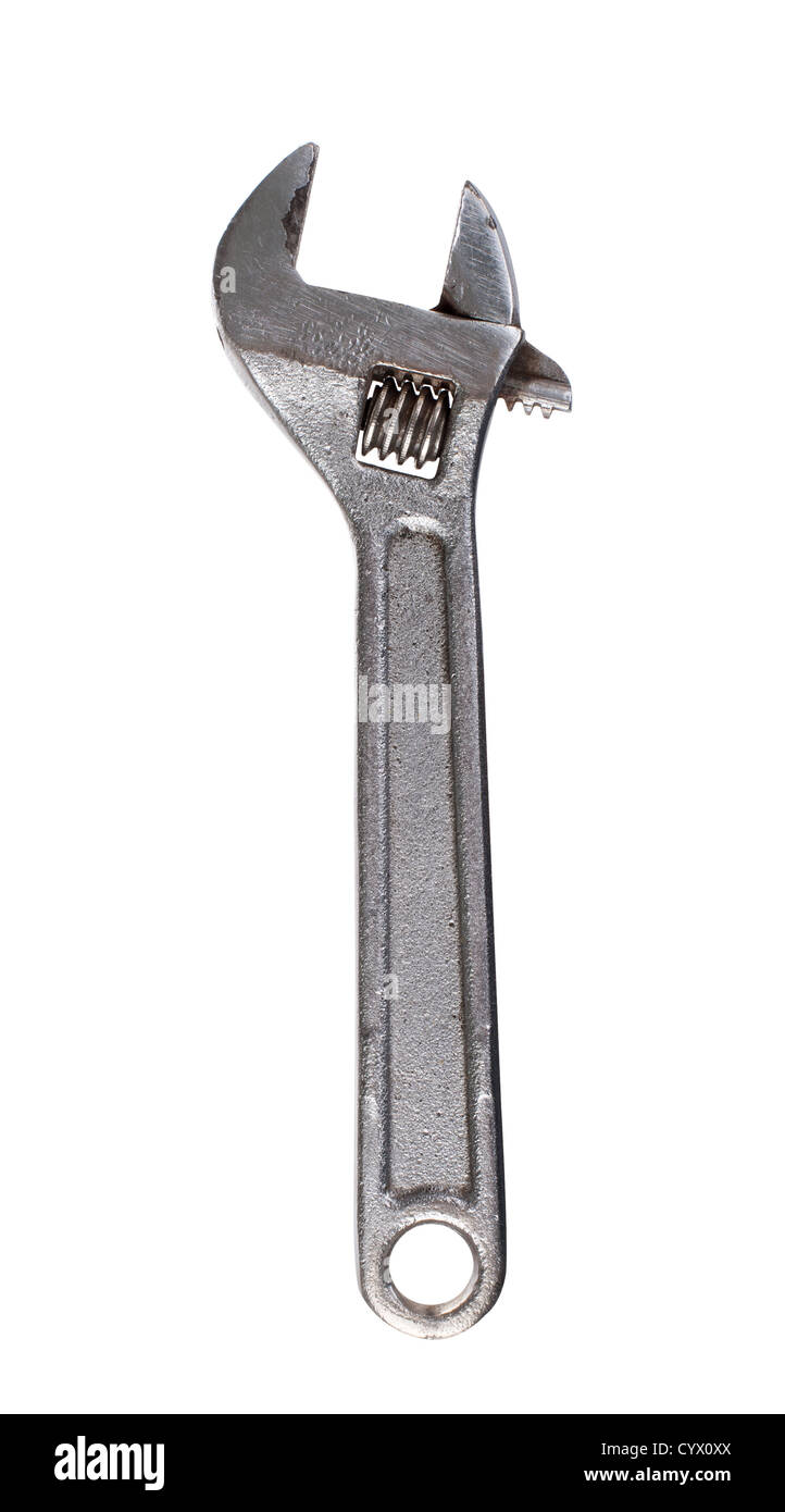 Steel shiny spanner isolated on white background Stock Photo - Alamy