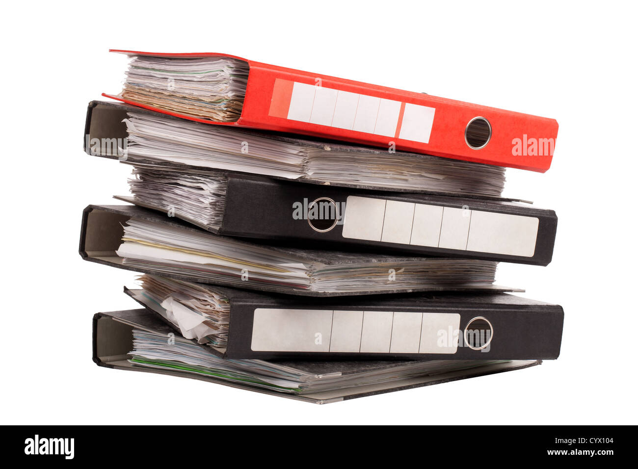 Stack of office folders over white background Stock Photo - Alamy