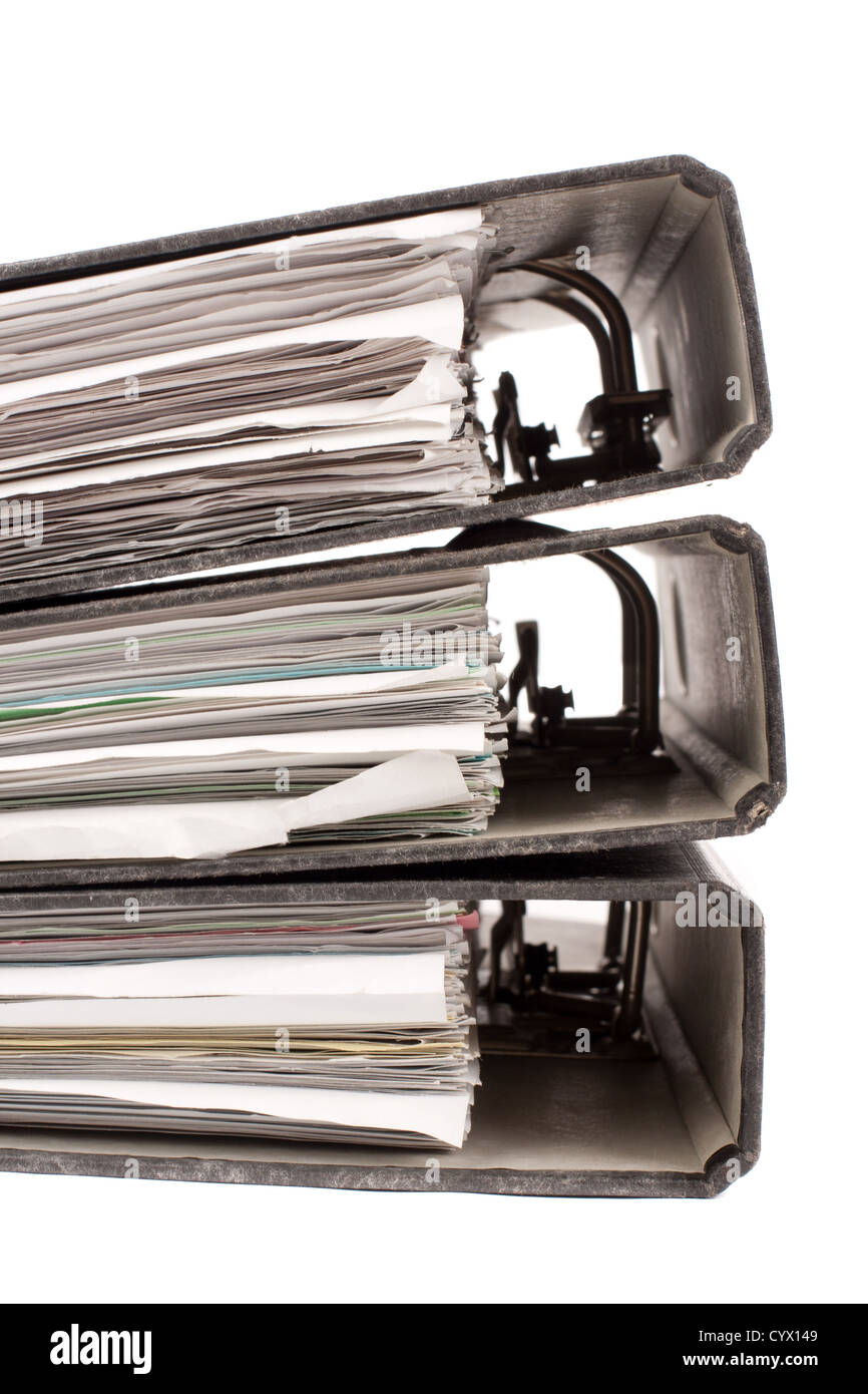 Pile of office folders over white background Stock Photo - Alamy