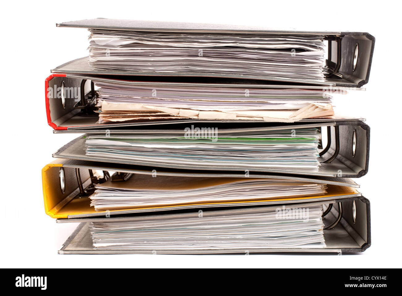 Pile of office folders over white background Stock Photo - Alamy