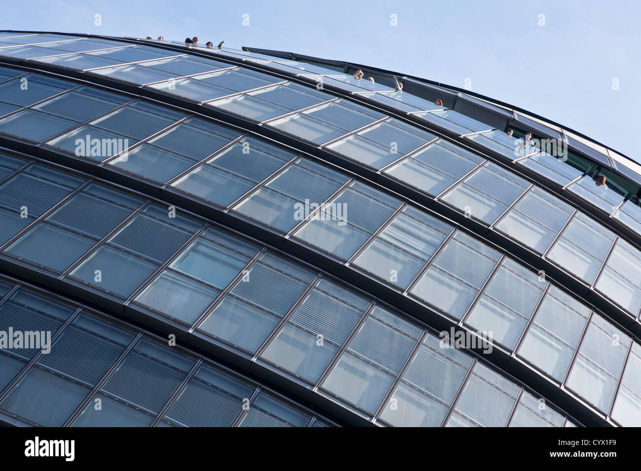 City Hall with visitors looking out from view point. London, England ...