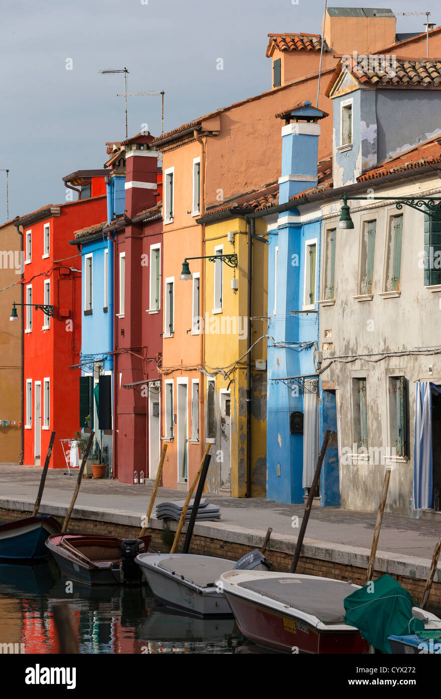 The typical bright colours of the houses in Burano, Venice Stock Photo ...