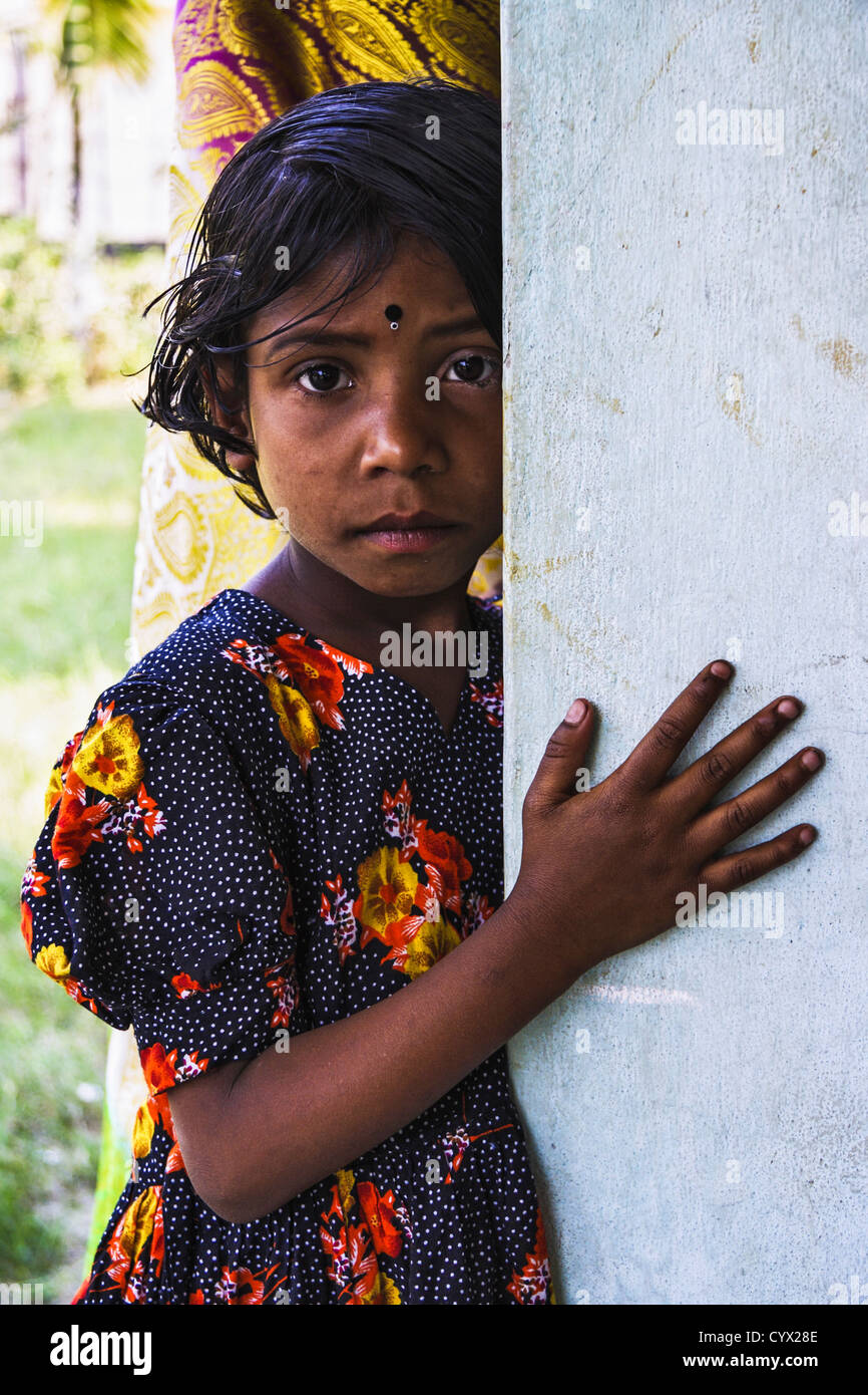 Portrait of Kashia tribal girl in a Catholic mission. Jaflang, Sylhet ...