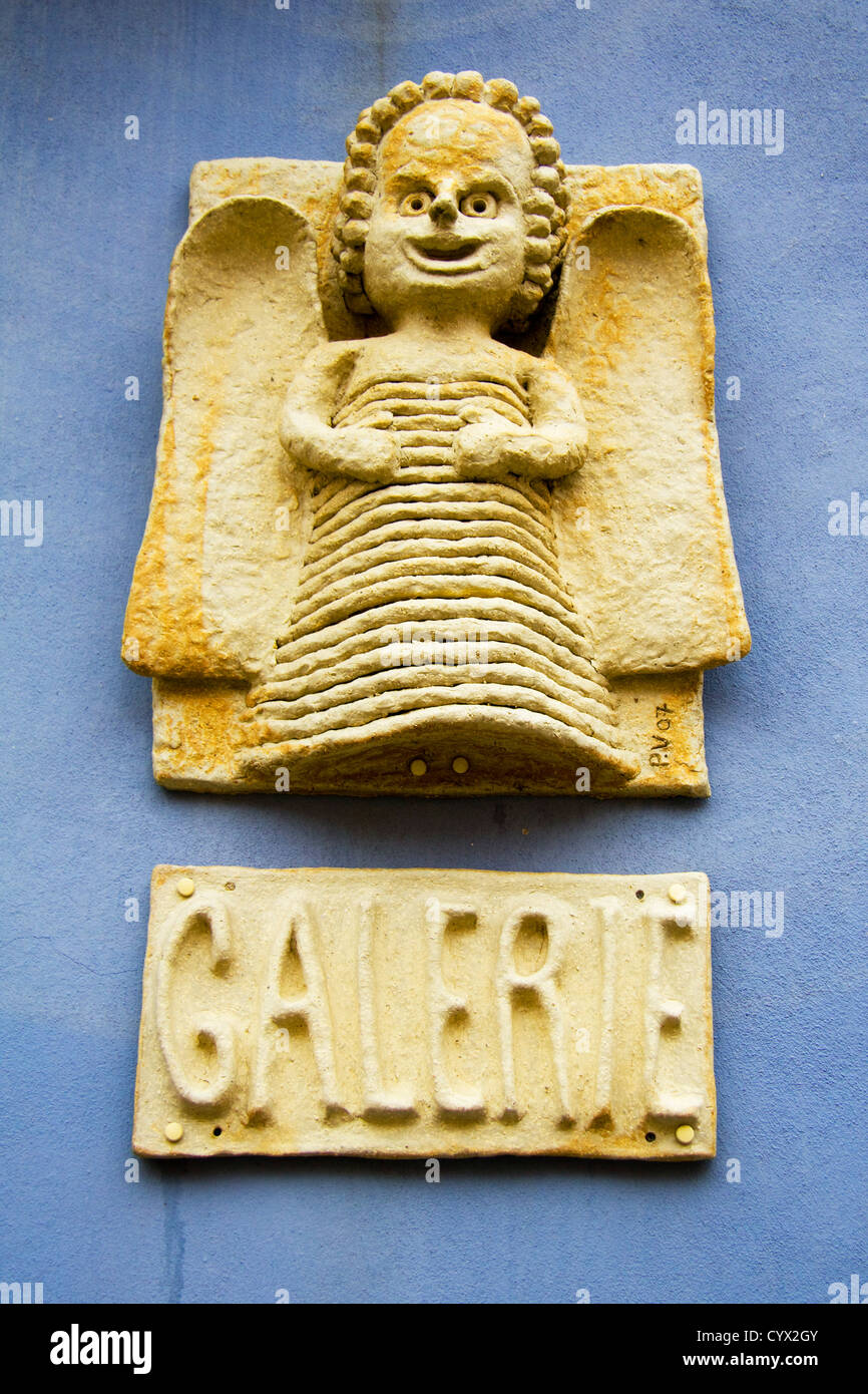 Gallery sign, Trebic, Czech Republic Stock Photo - Alamy